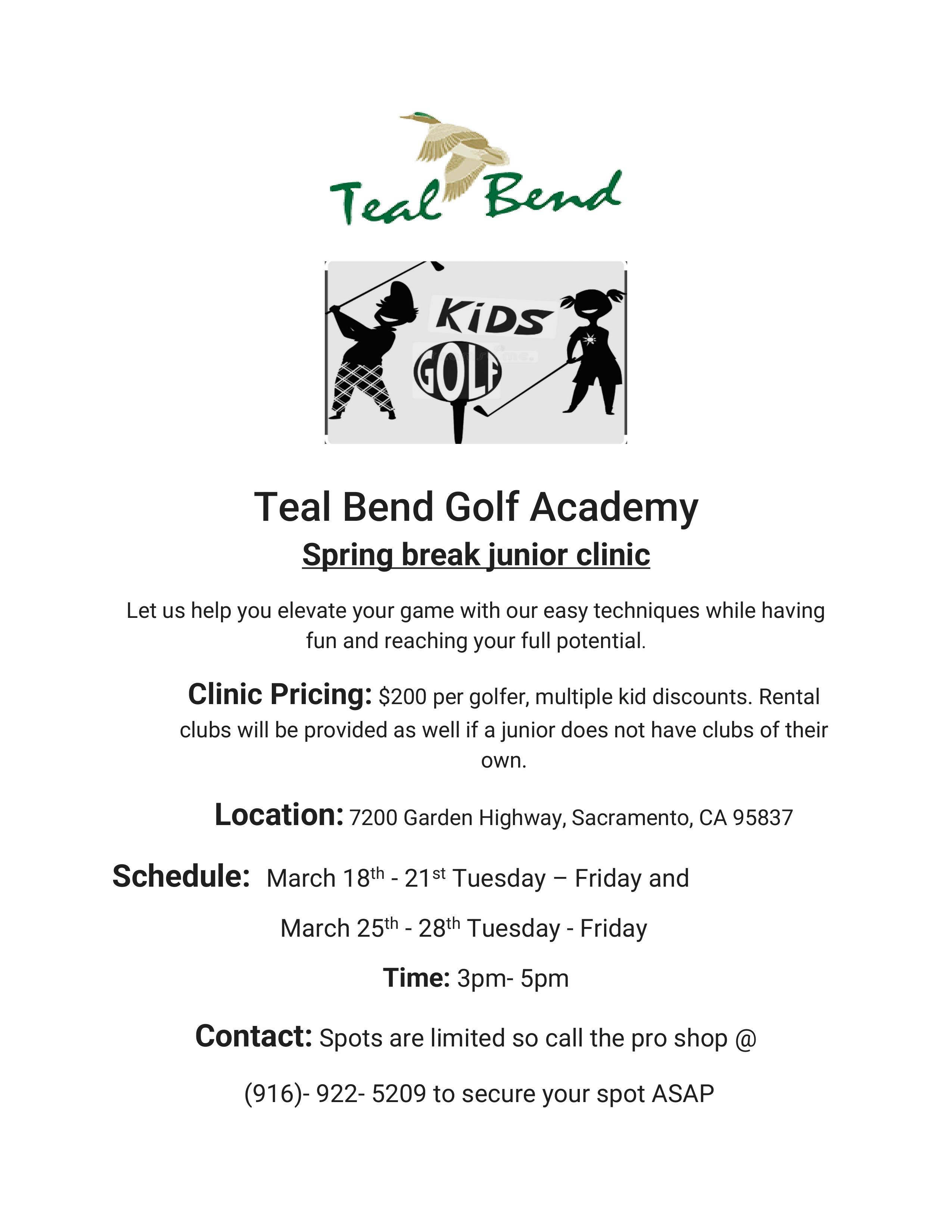 Teal Bend Junior Golf Academy - Teal Bend Golf Course